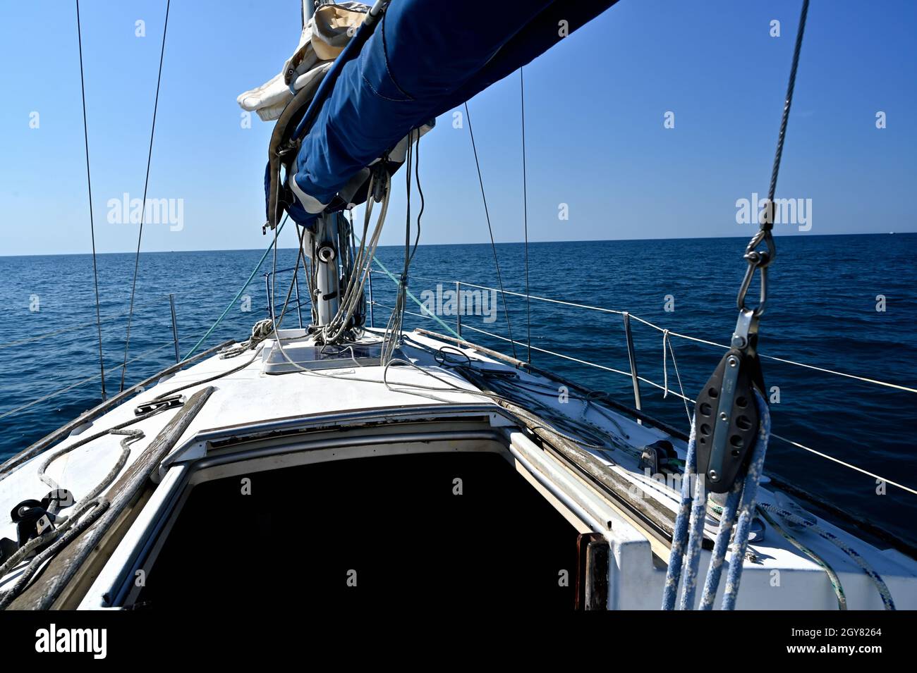 View from a deck of a sail boat Stock Photo - Alamy
