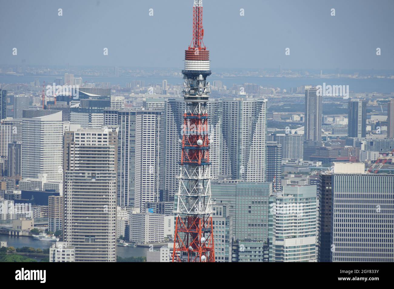 Tokyo Tower and urban landscape. Shooting Location: Tokyo metropolitan ...