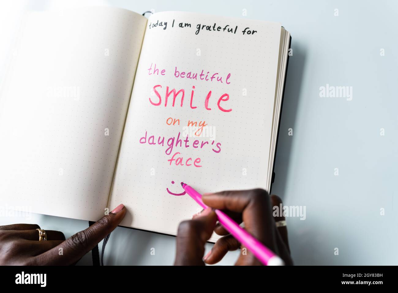 African American Women Writing In Gratitude Journal Stock Photo - Alamy