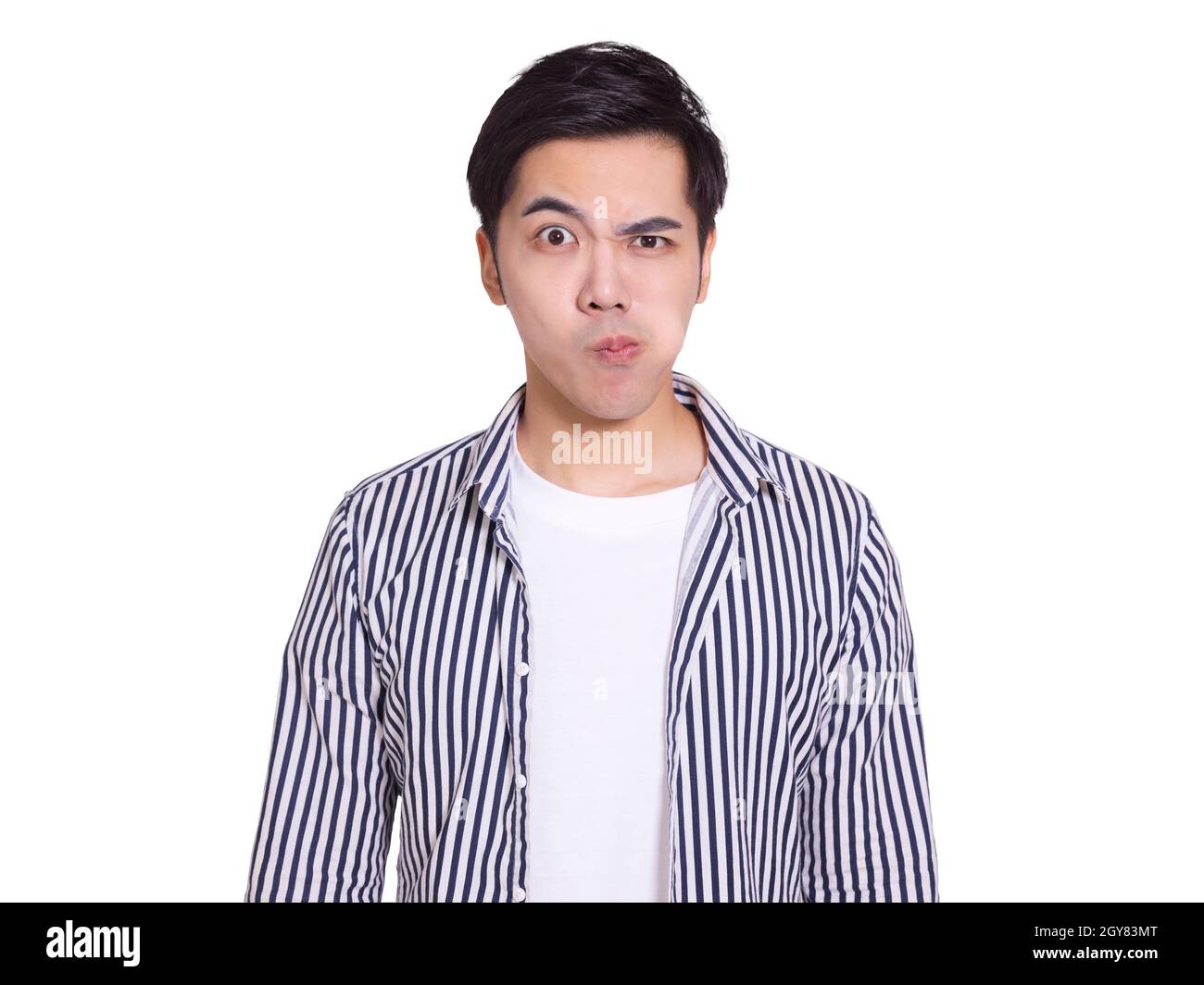 young man looked at the camera and make playful expression Stock Photo ...