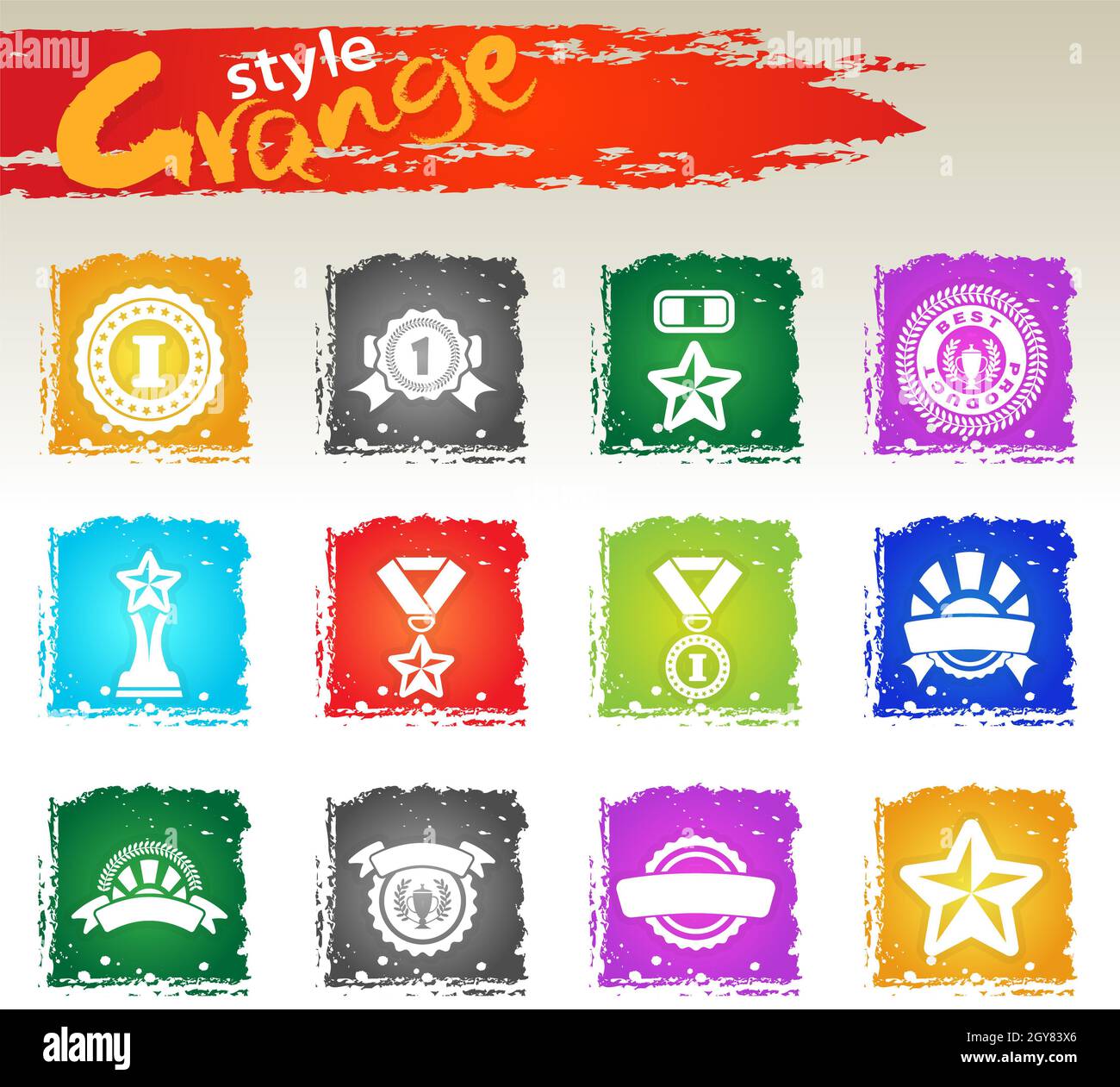award icons set isolated for user interface design. Grange icons style ...