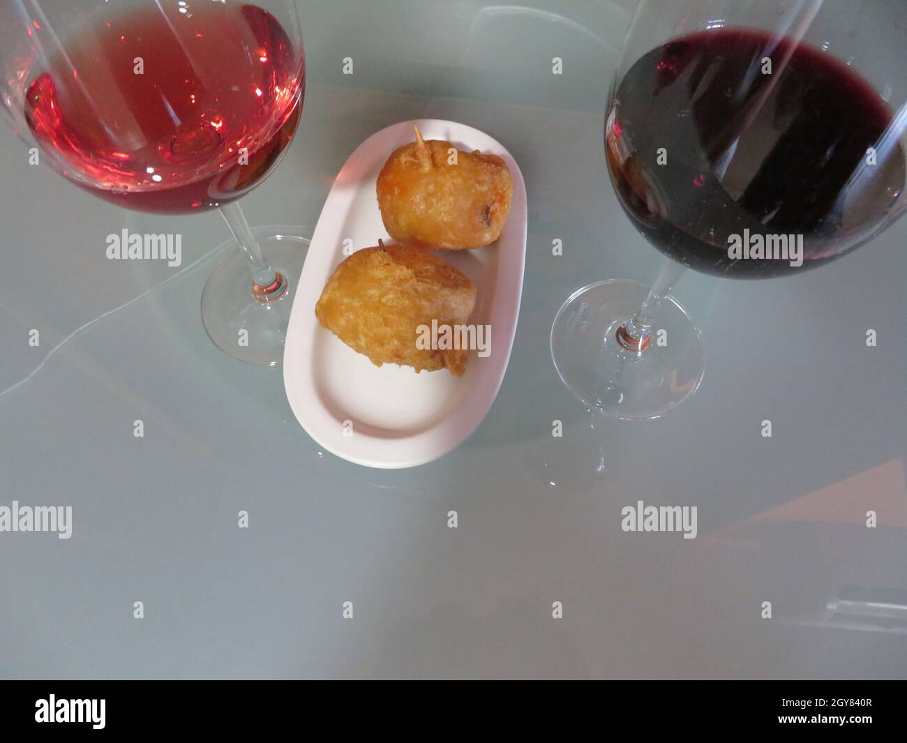 delicious appetizer with red wine stuffed battered cup plate Stock ...