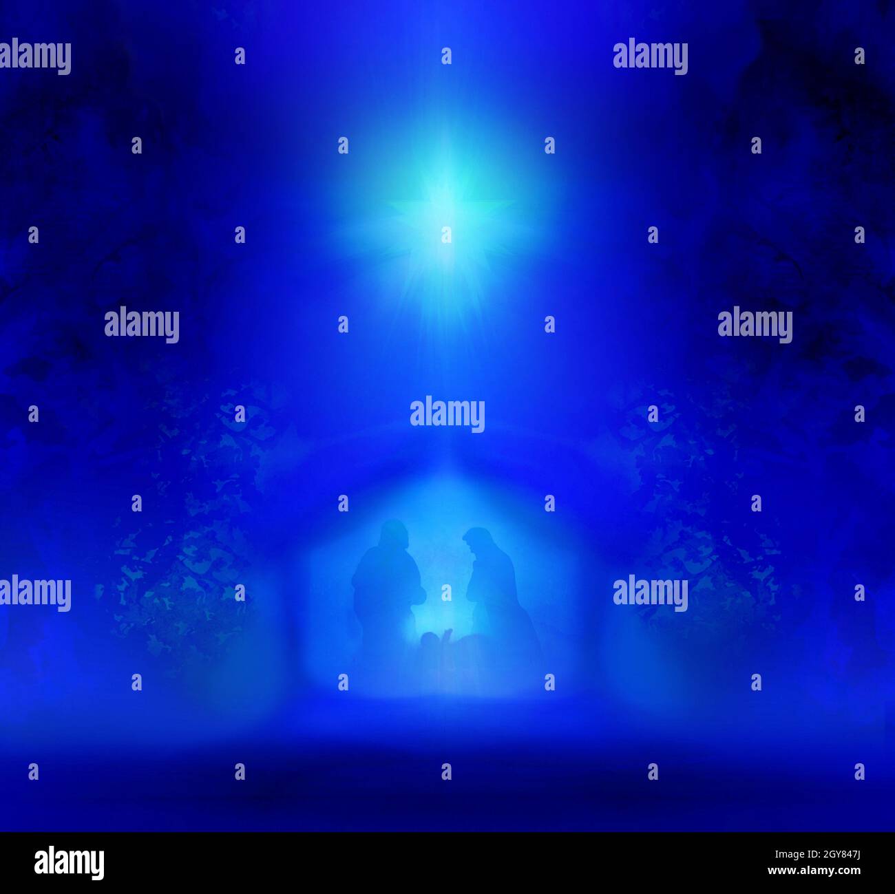 Birth of Jesus in Bethlehem, decorative Christmas card Stock Photo - Alamy