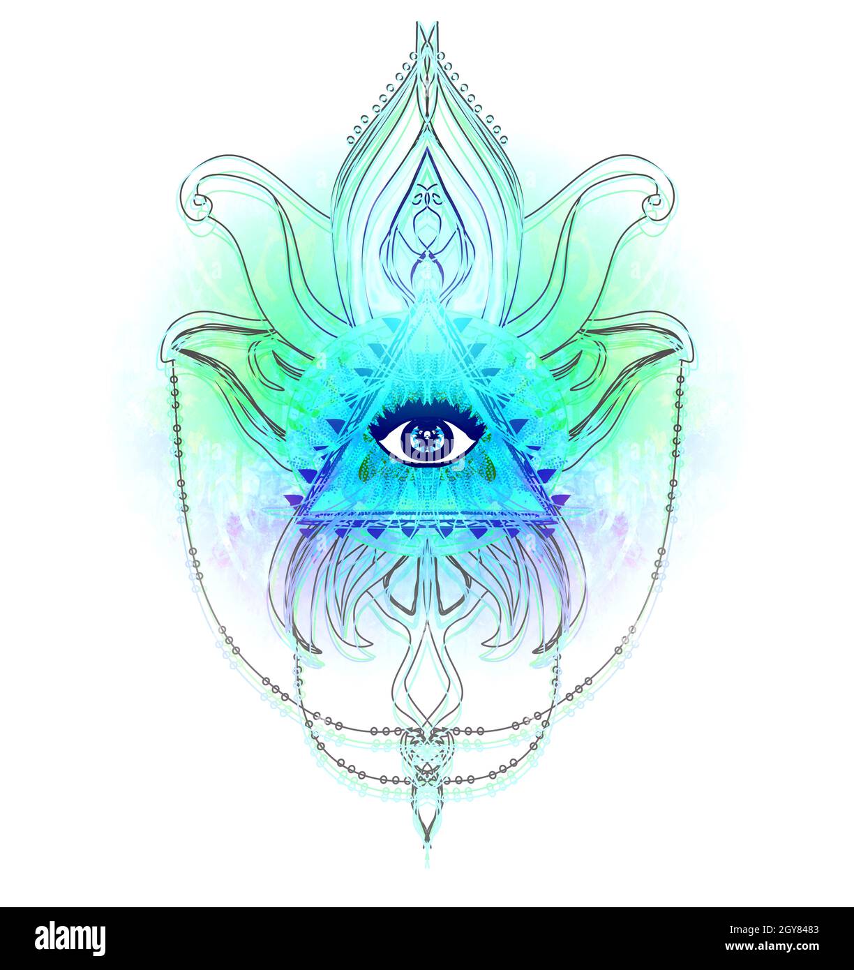 All seeing eye inside triangle pyramid Stock Photo - Alamy