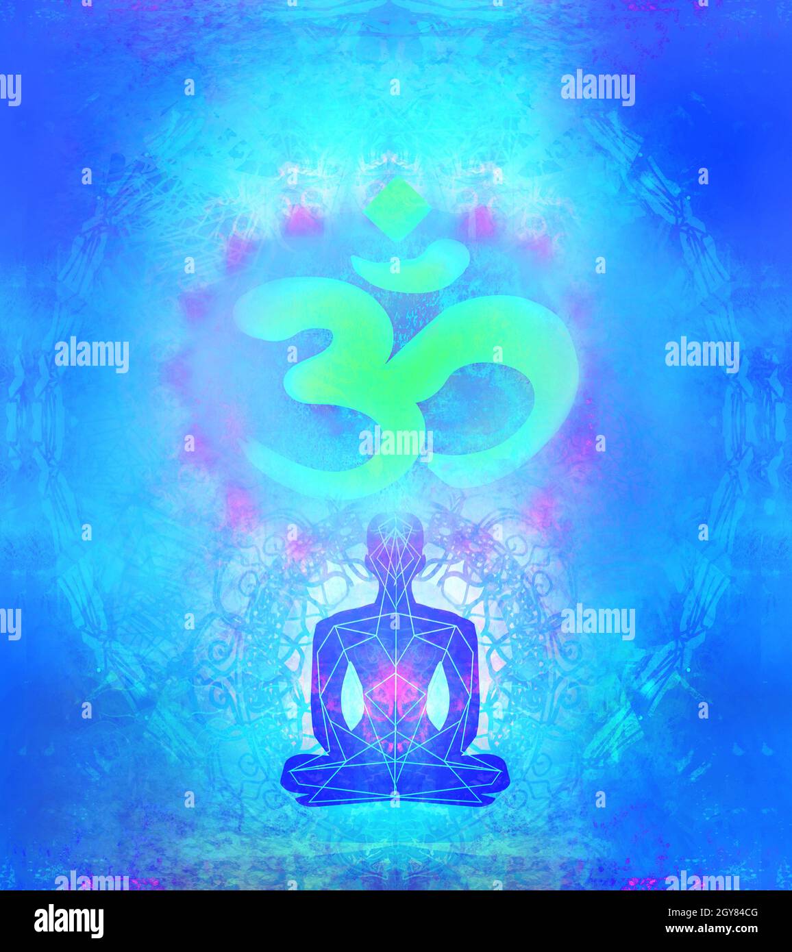 Illustration of a human body in lotus pose - meditating person Stock ...