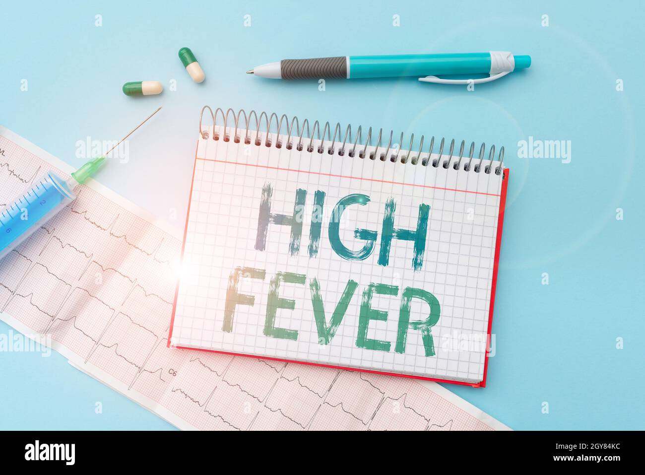 Text sign showing High Fever, Word Written on medical condition which ...