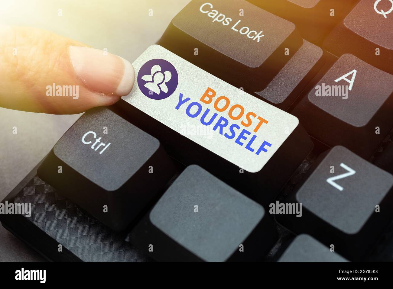 Conceptual display Boost Yourself, Word Written on delivering a lift up ...