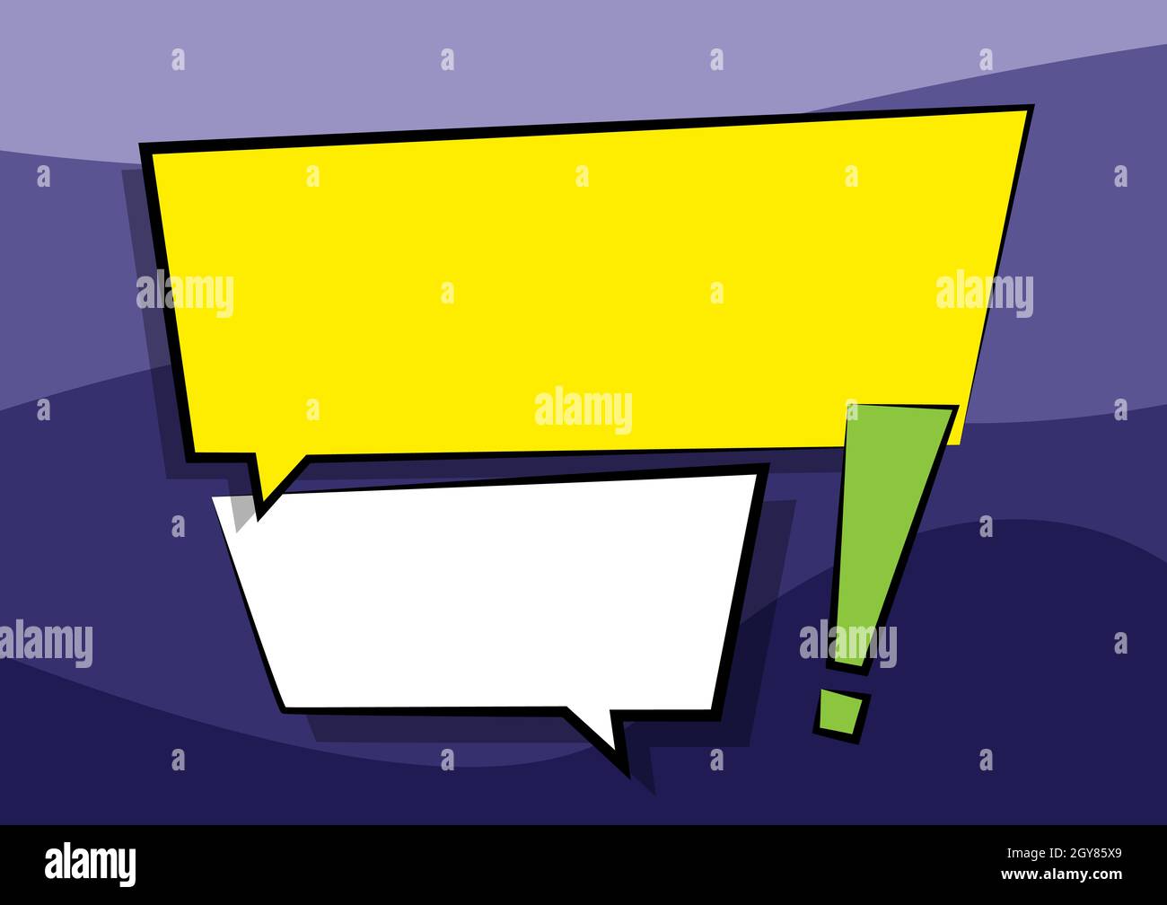 Two Colorful Overlapping Dialogue Box Drawing With Exclamation Mark ...