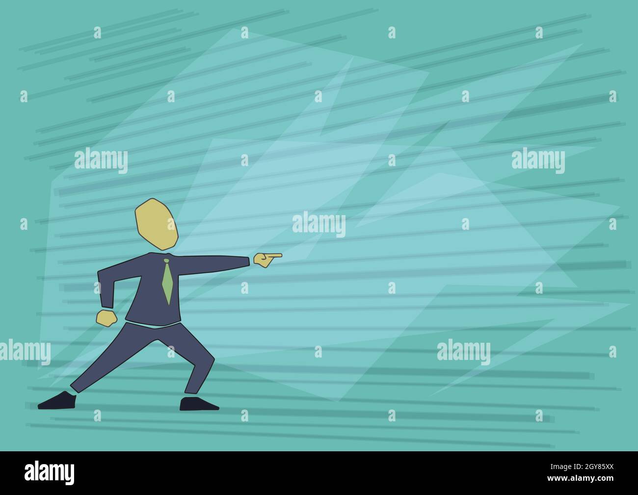 Man In Suit Drawing Pointing Forward Showing Leadership Stock Photo - Alamy