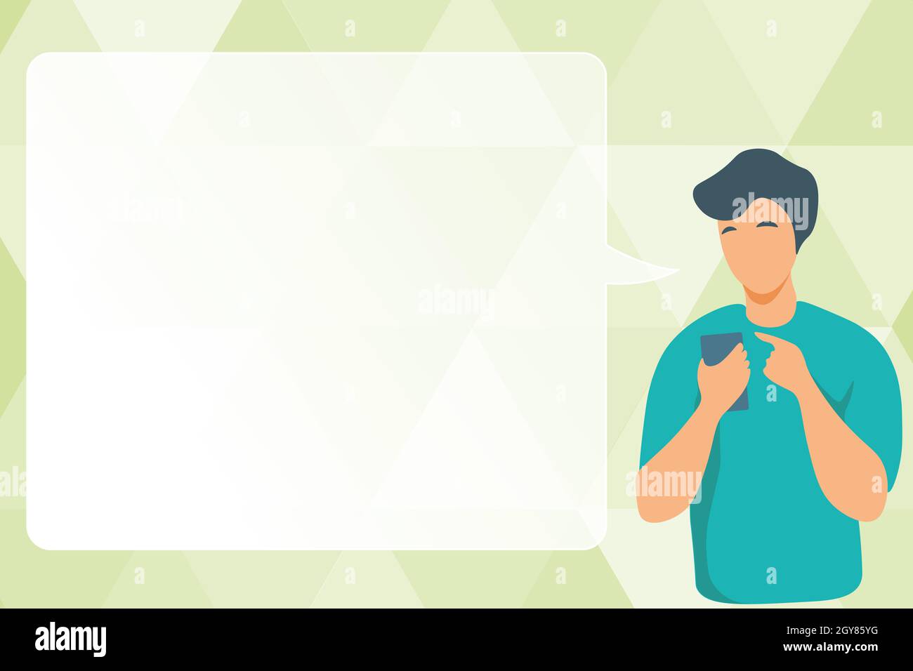 Man Illustration Using Mobile And Displaying Speech Bubble Conversation ...