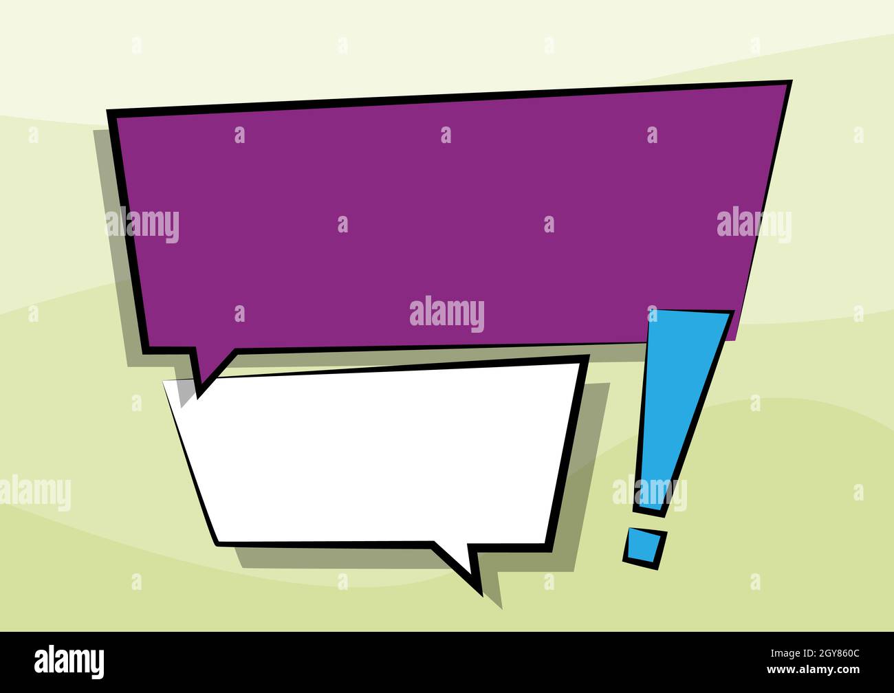 Two Colorful Overlapping Dialogue Box Drawing With Exclamation Mark ...
