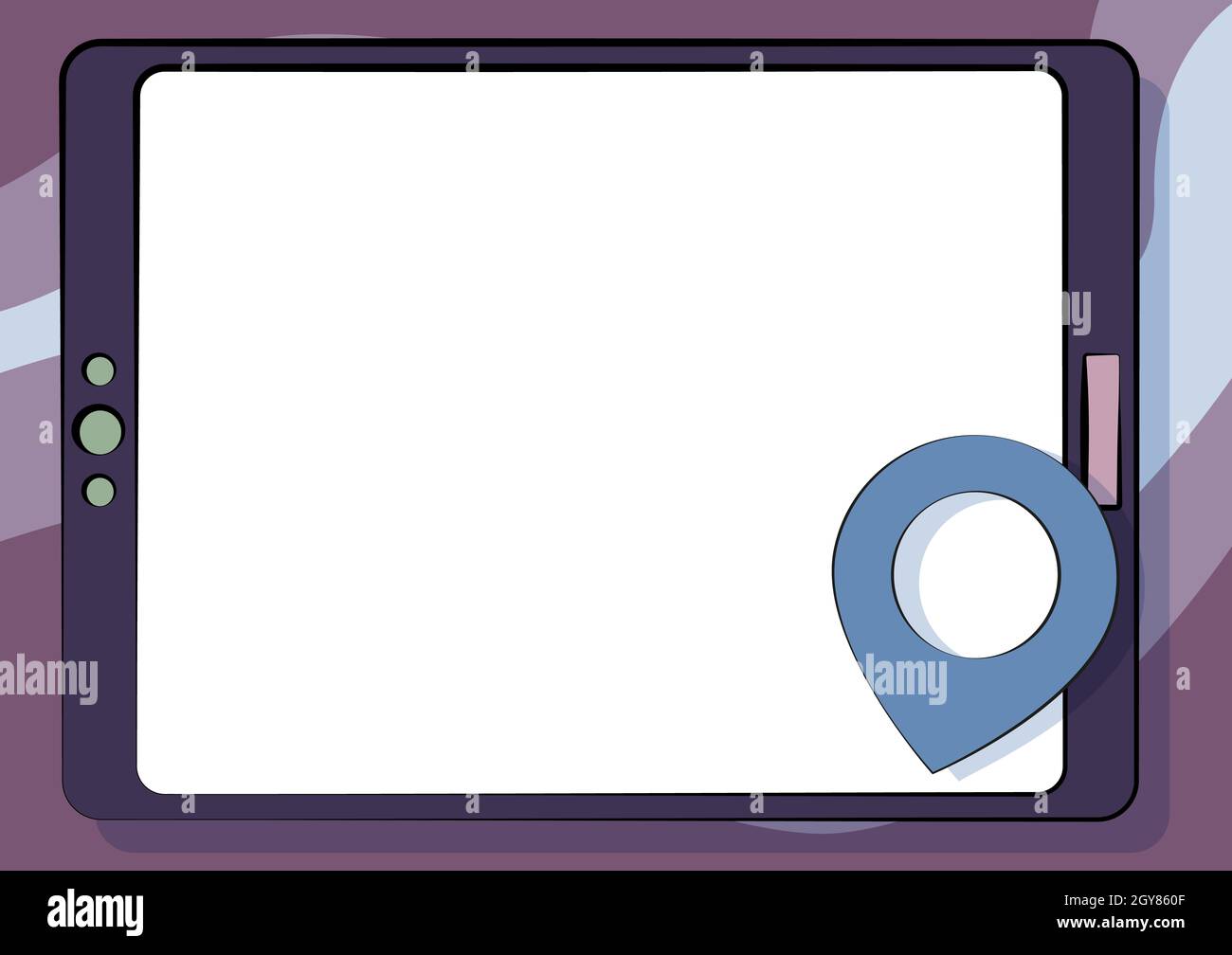 Computer Tablet Drawing With Clear Touch Screen And Location Pin Stock ...