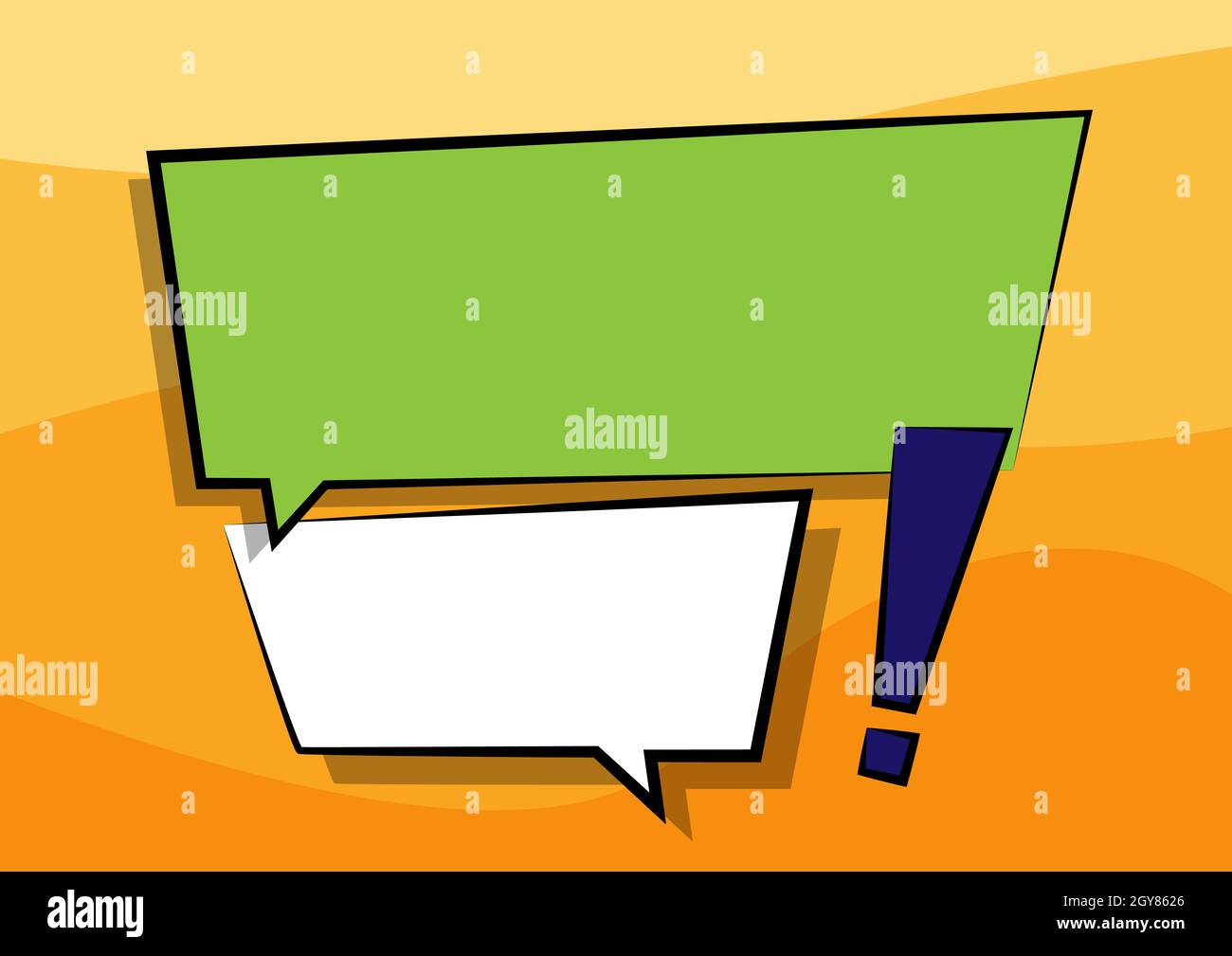 Two Colorful Overlapping Dialogue Box Drawing With Exclamation Mark ...