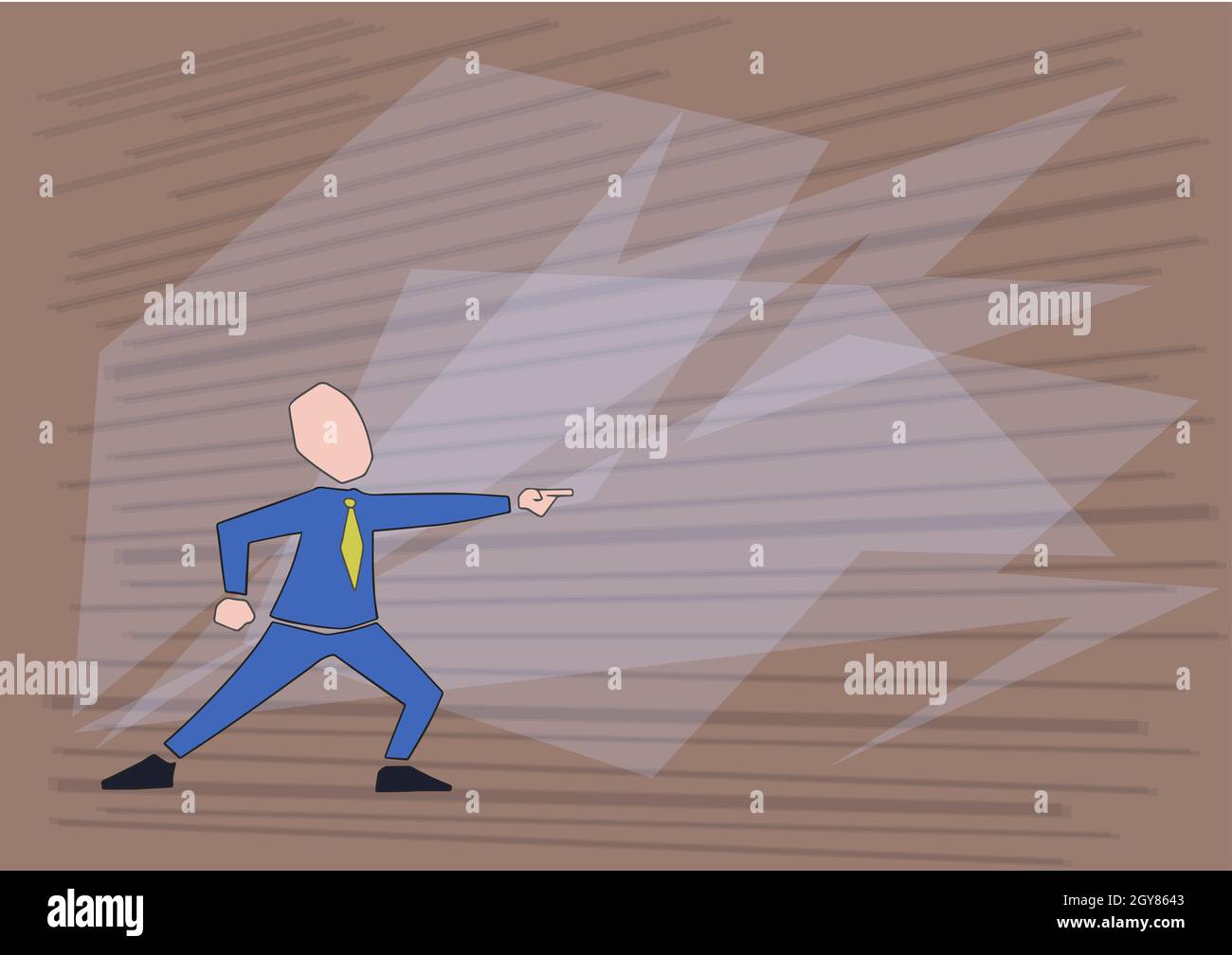 Man In Suit Drawing Pointing Forward Showing Leadership Stock Photo - Alamy