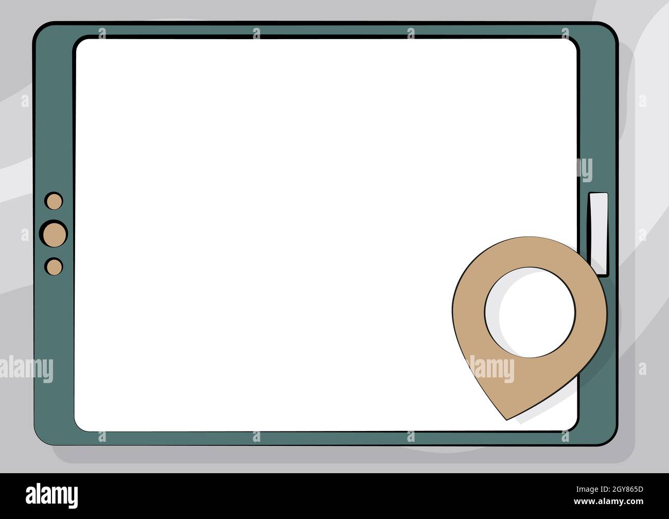 Computer Tablet Drawing With Clear Touch Screen And Location Pin Stock ...