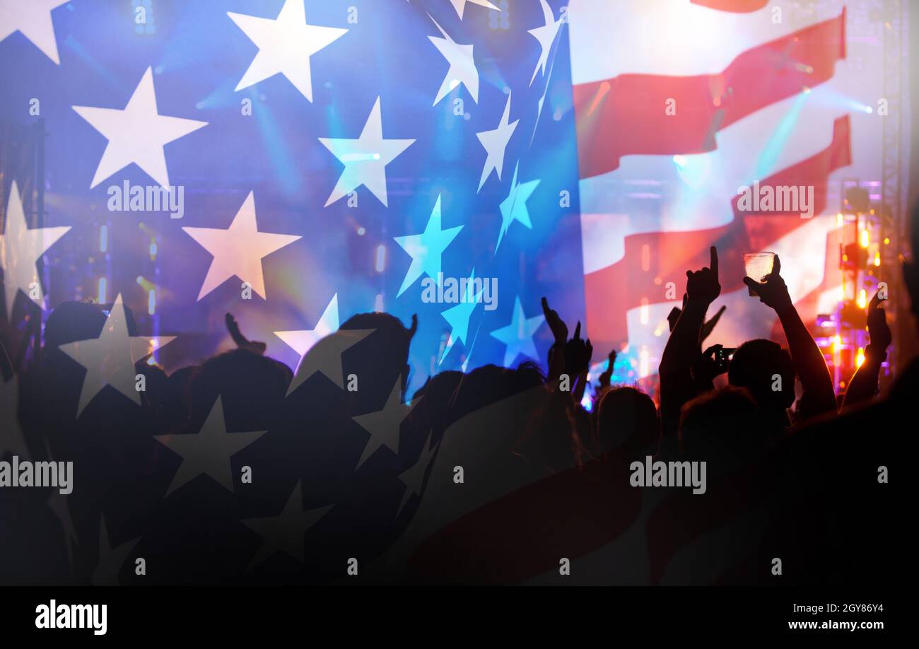 Crowd of people celebrating Independence Day. United States of America ...