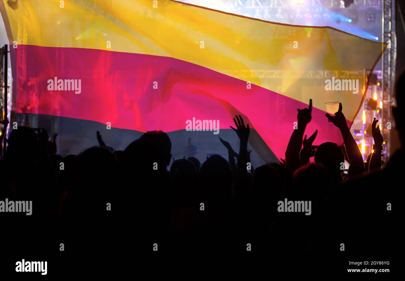 Soccer fans supporting Germany - crowd celebrating in stadium with ...