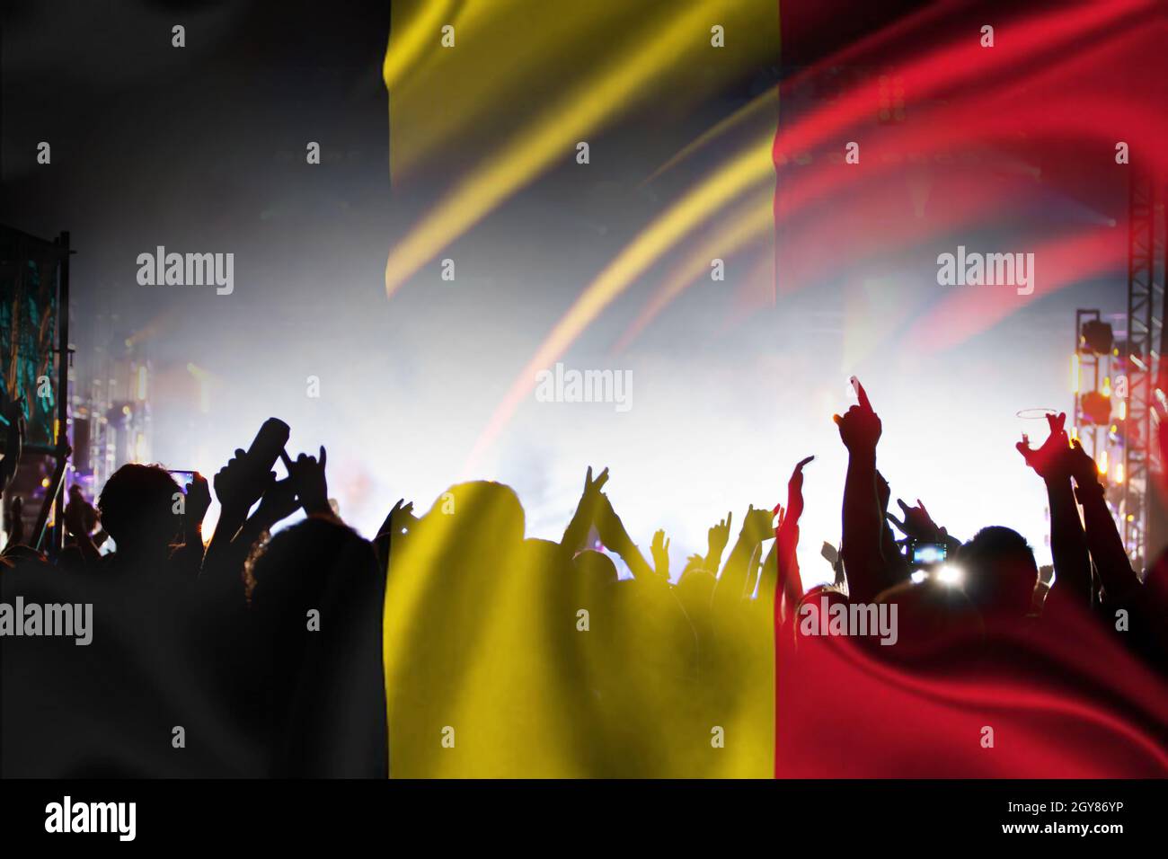 Belgian football team supporting flag hi-res stock photography and ...