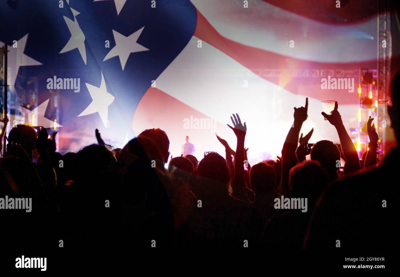 Crowd of people celebrating Independence Day. United States of America ...