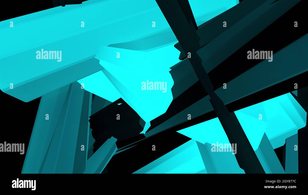 Random fractal elements, close-up, 3d rendering. Computer generated ...