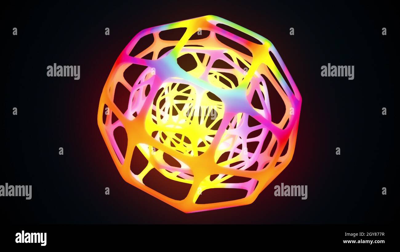 Futuristic ball 3d spider web render with dynamic neon glow. Abstract ...