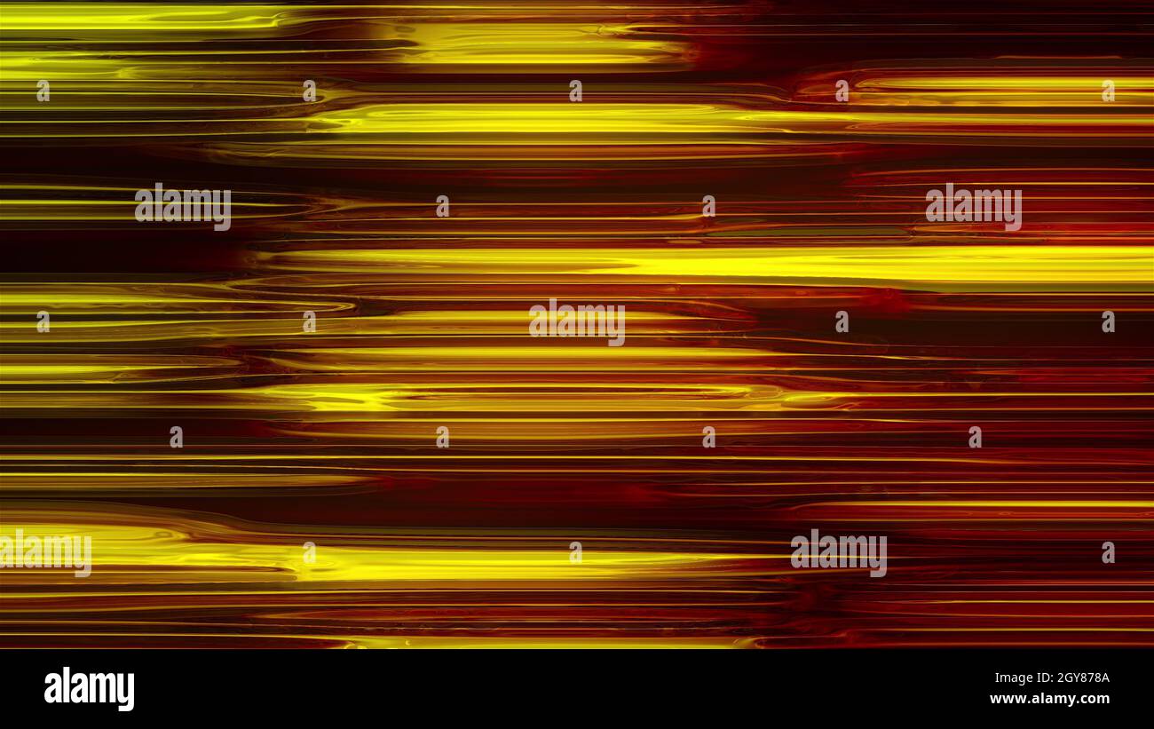 Horizontal liquid neon lines shimmer in a smooth bend. Abstract ...