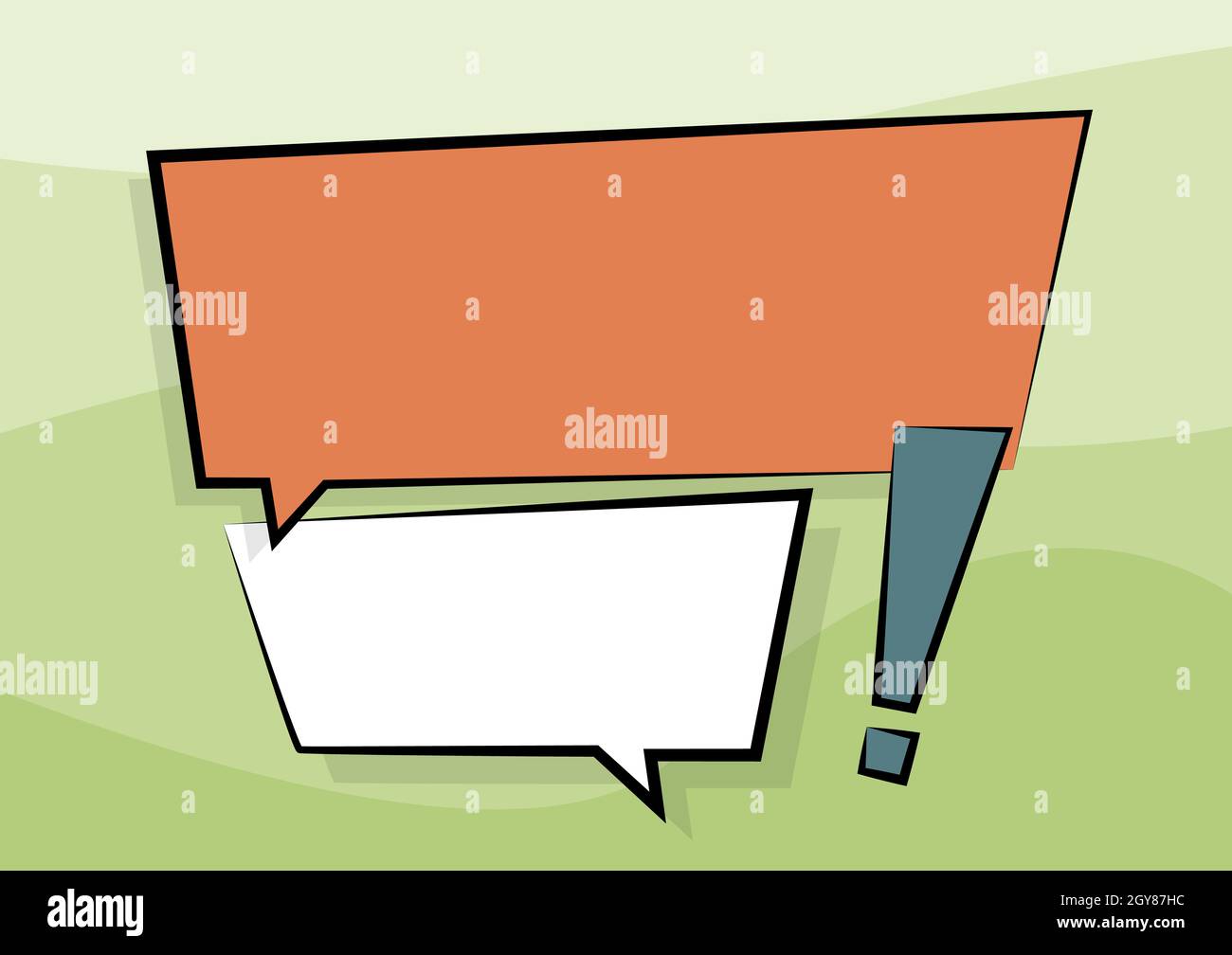 Two Colorful Overlapping Dialogue Box Drawing With Exclamation Mark ...
