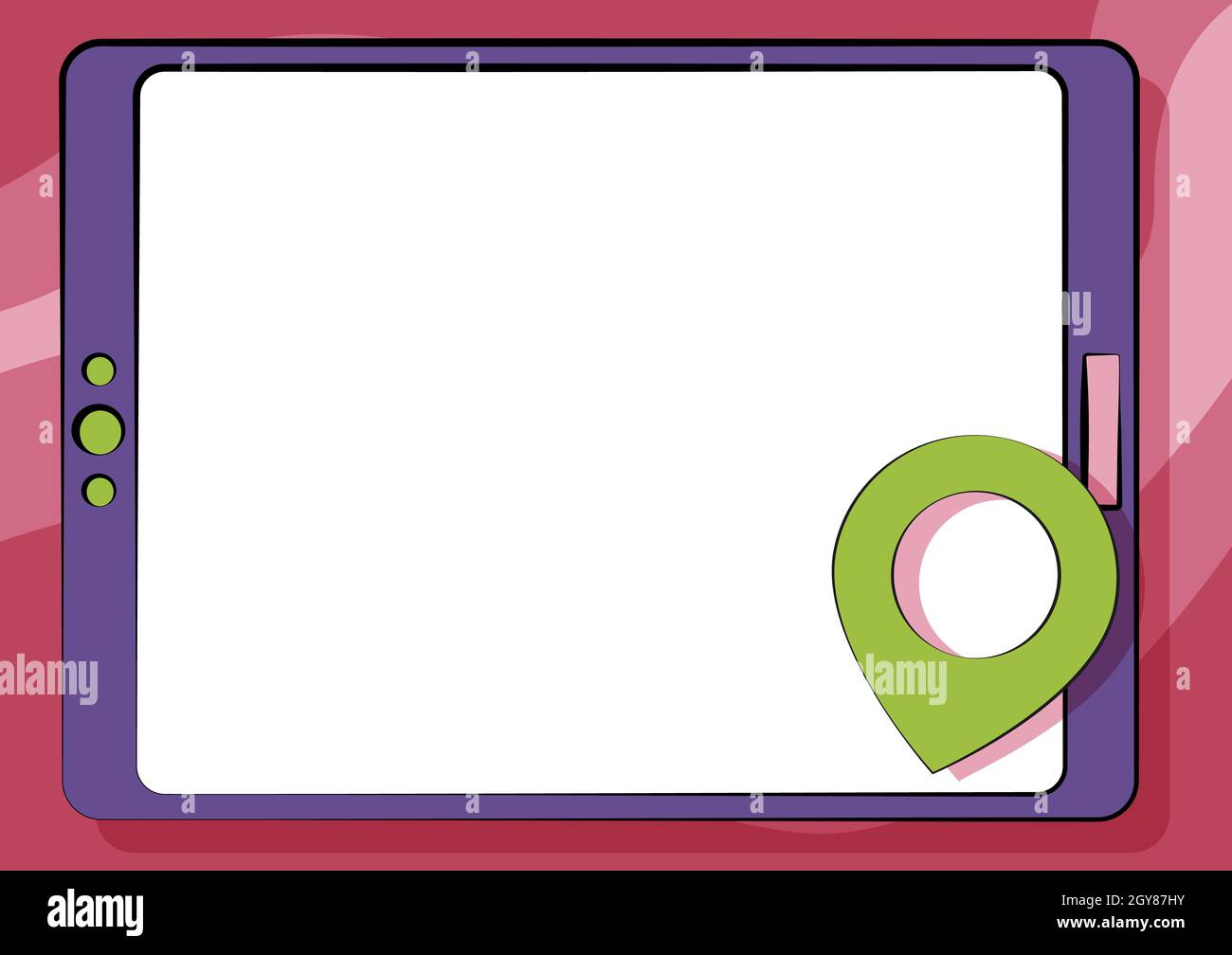 Computer Tablet Drawing With Clear Touch Screen And Location Pin Stock ...