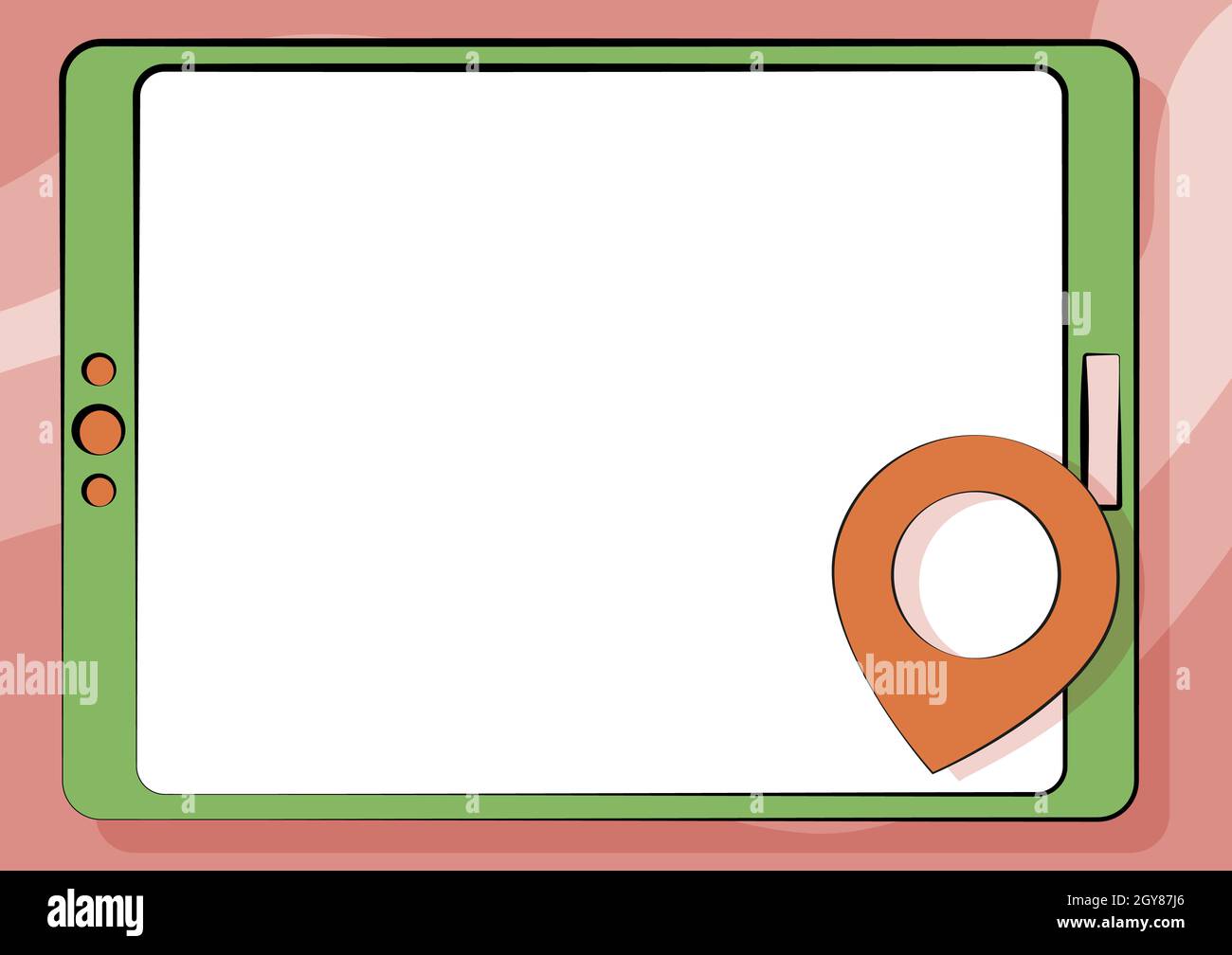 Computer Tablet Drawing With Clear Touch Screen And Location Pin Stock ...
