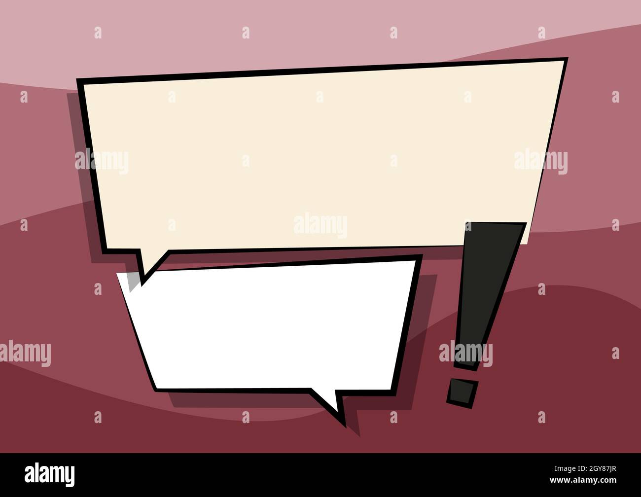 Two Colorful Overlapping Dialogue Box Drawing With Exclamation Mark ...