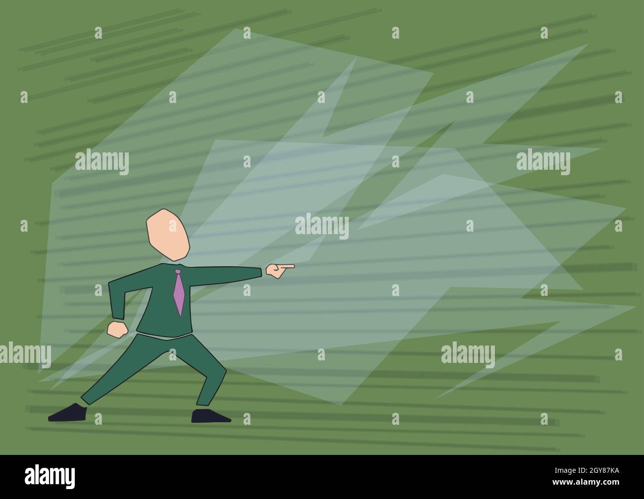 Man In Suit Drawing Pointing Forward Showing Leadership Stock Photo - Alamy