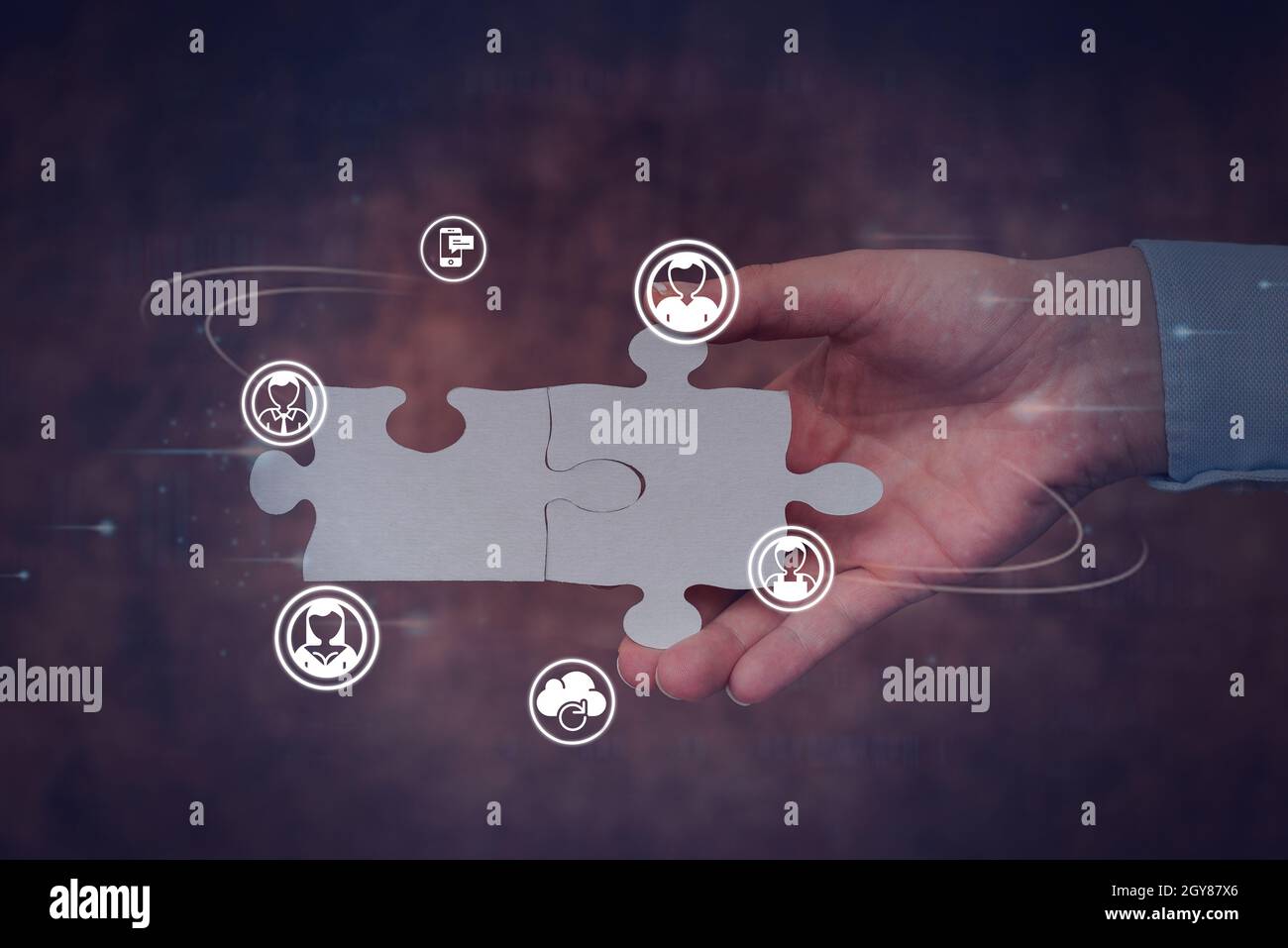Hand Holding Jigsaw Puzzle Piece Unlocking New Futuristic Technologies ...