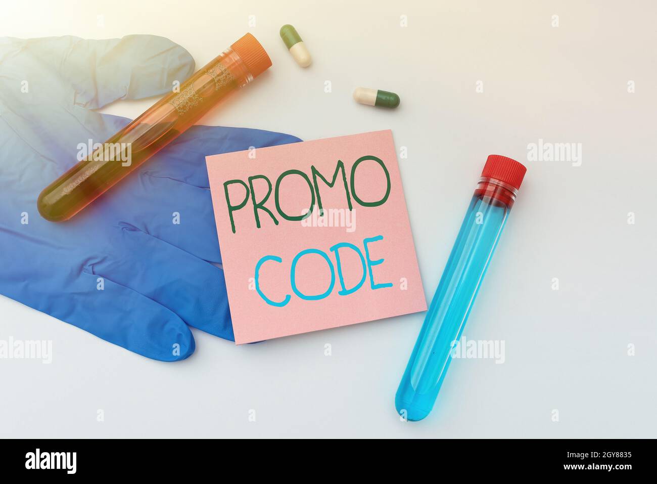 Text caption presenting Promo Code, Business overview letters or ...