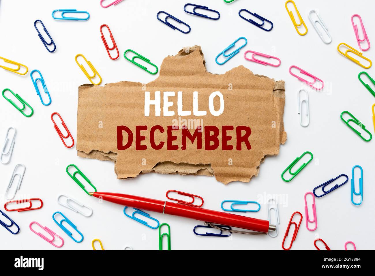 Sign displaying Hello December, Business concept greeting used when ...