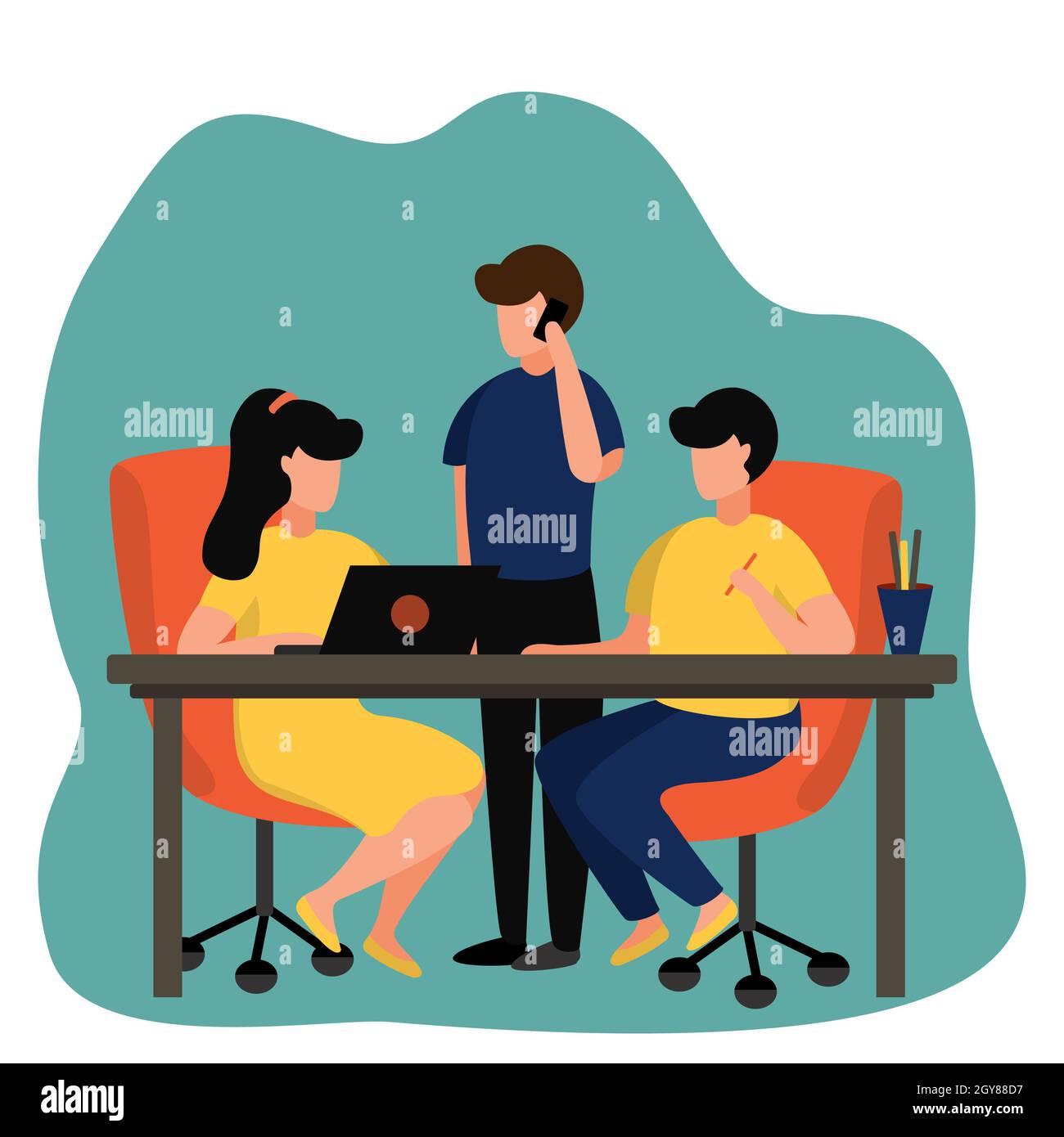 Business team meeting, discussion of working moments - Vector ...