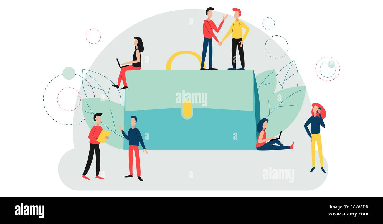 Business teamwork in a friendly team - Vector illustration Stock Photo ...