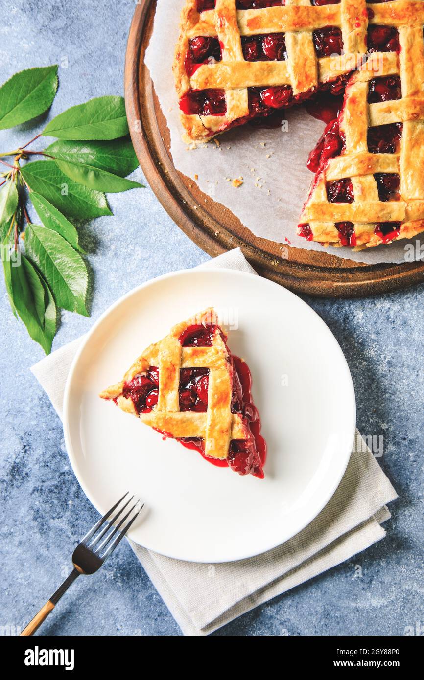 Tasty homemade American cherry pie. Delicious Homemade Cherry Pie with ...