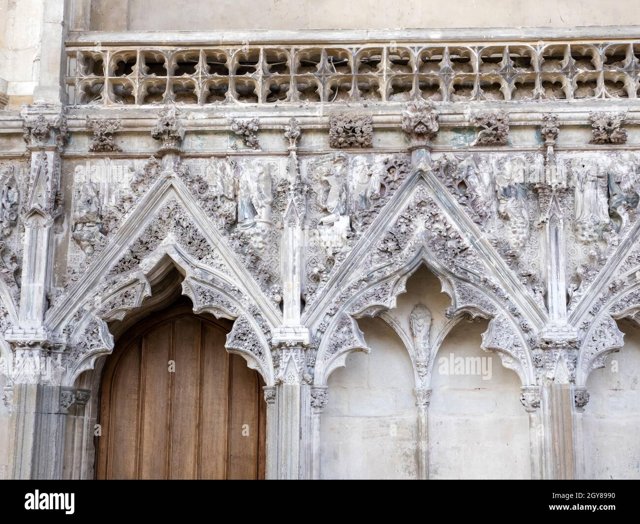Part of the Lady chapel showing headless statues that were vandalised ...