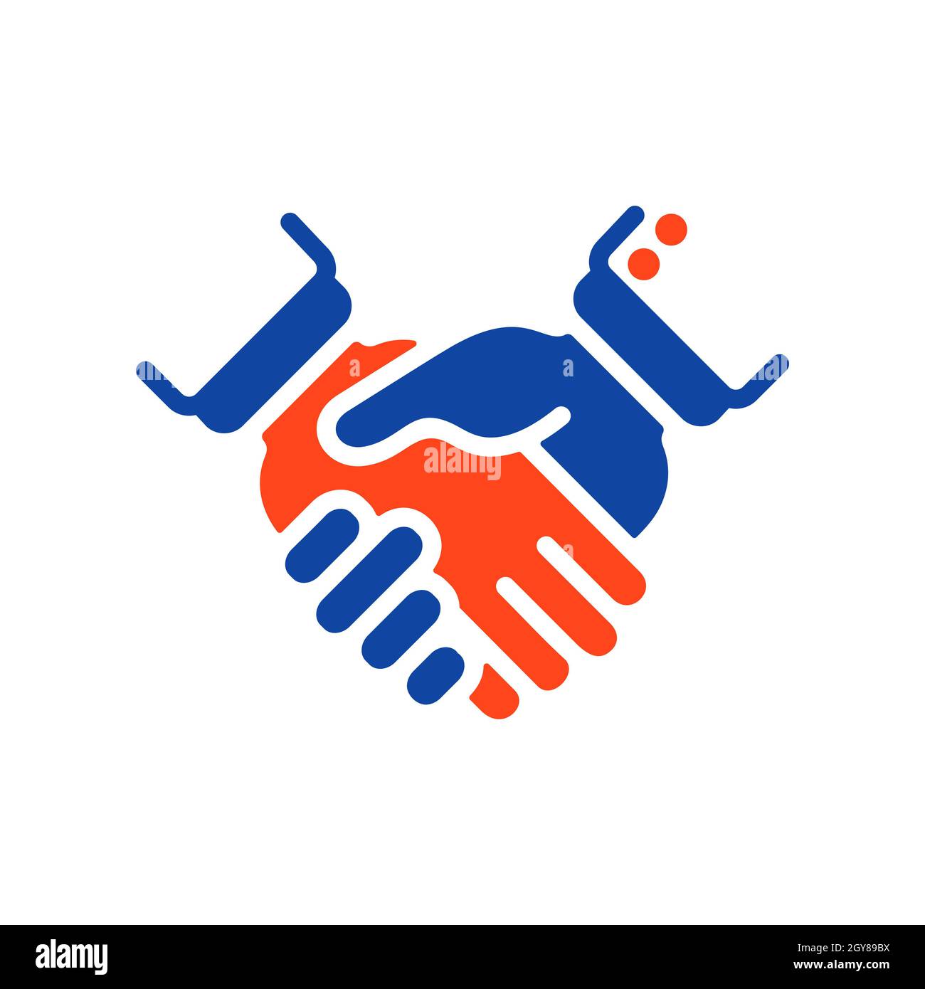 Business handshake, contract agreement outline glyph icon. Graph symbol ...