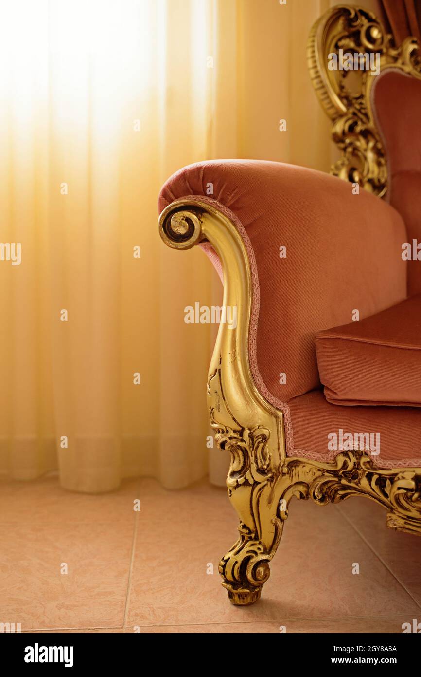Vintage detail of interior living room in baroque and rococo style ...