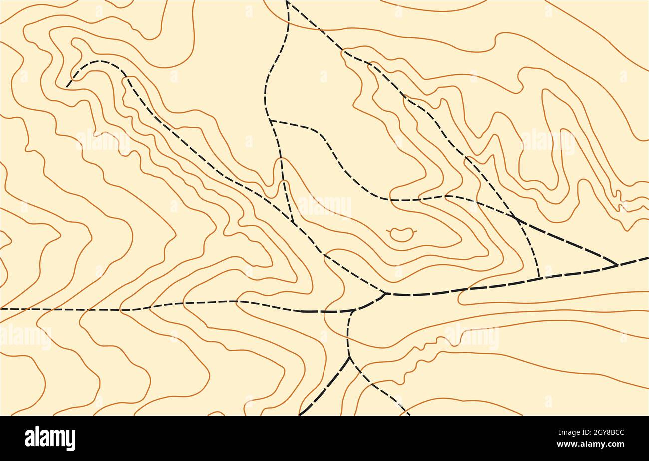 Abstract vector topographic map with isolines in brown colors Stock ...