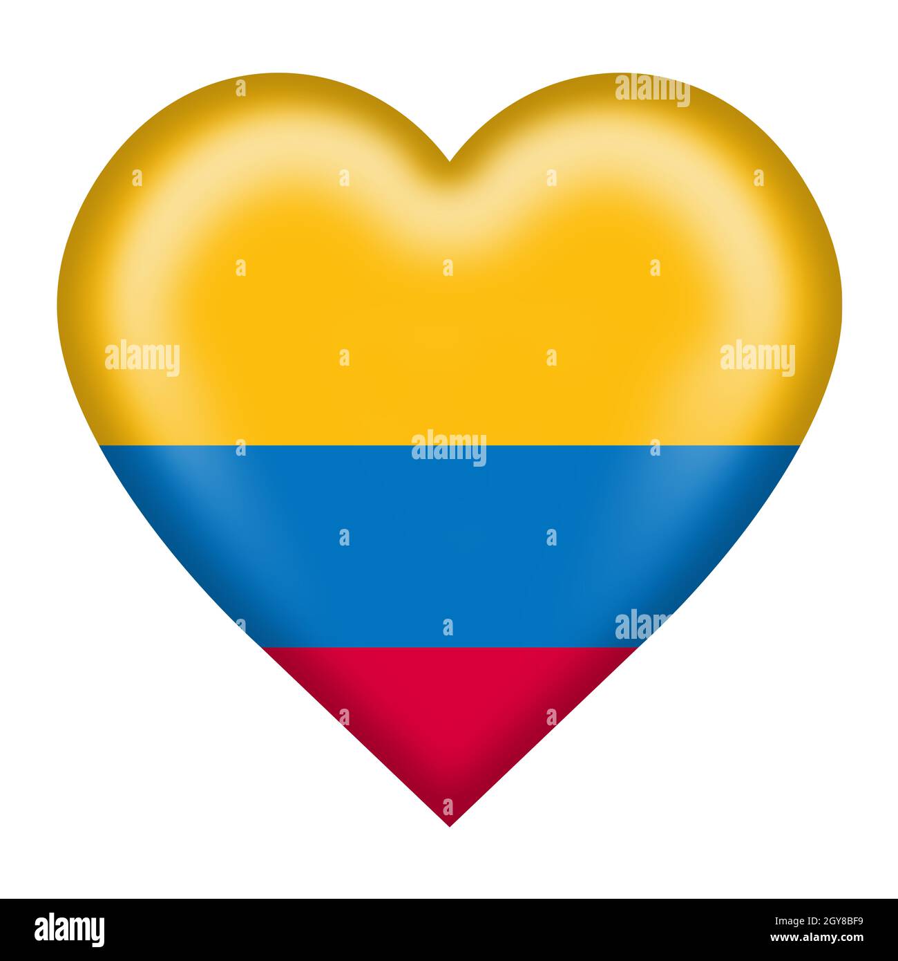 A Colombia flag heart button isolated on white with clipping path 3d ...