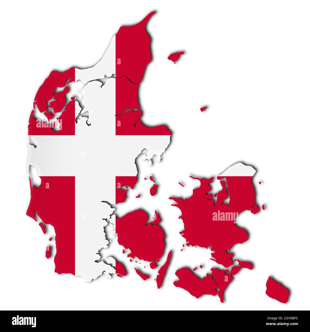 Denmark on a road map Cut Out Stock Images & Pictures - Alamy