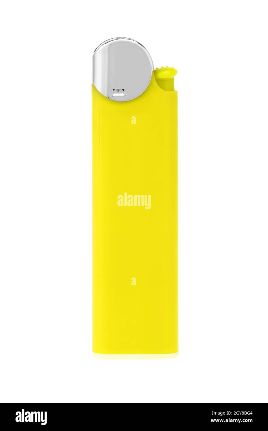 A Yellow Cigarette Lighter on white with clipping path Stock Photo - Alamy