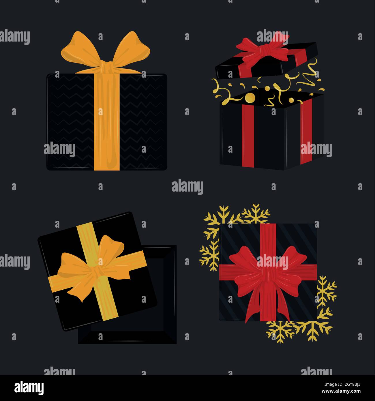 set of black gifts Stock Vector Image & Art - Alamy
