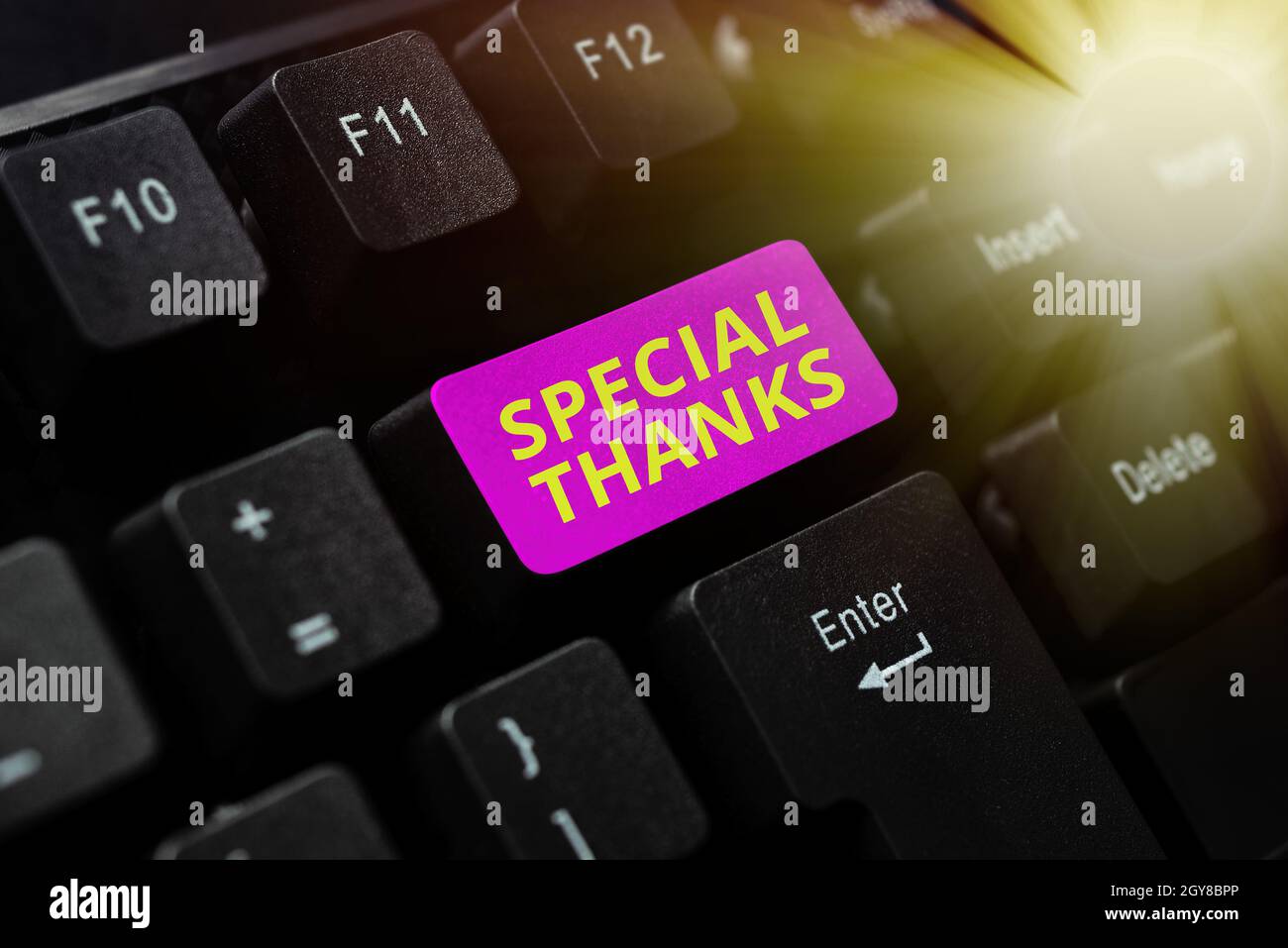 Hand writing sign Special Thanks, Business approach appreciating ...