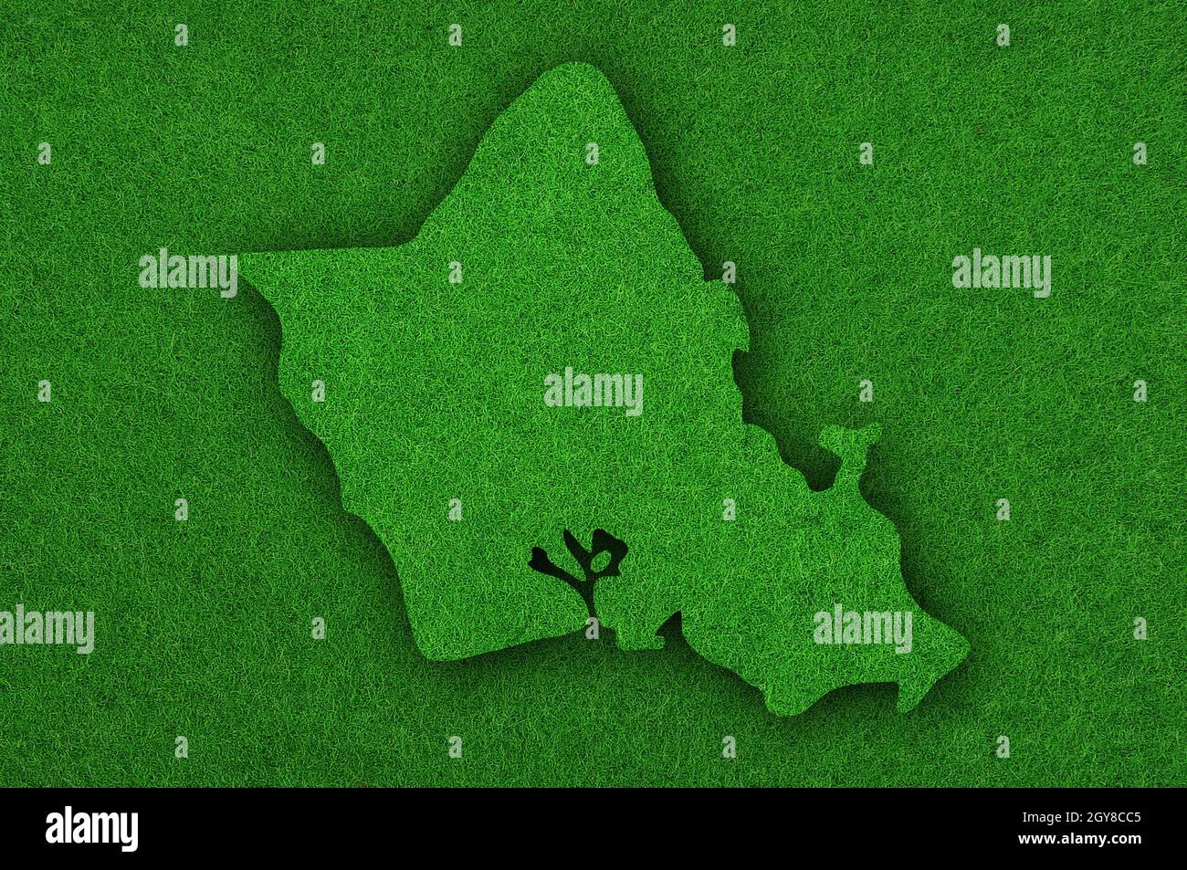 Map of Oahu on green felt Stock Photo - Alamy
