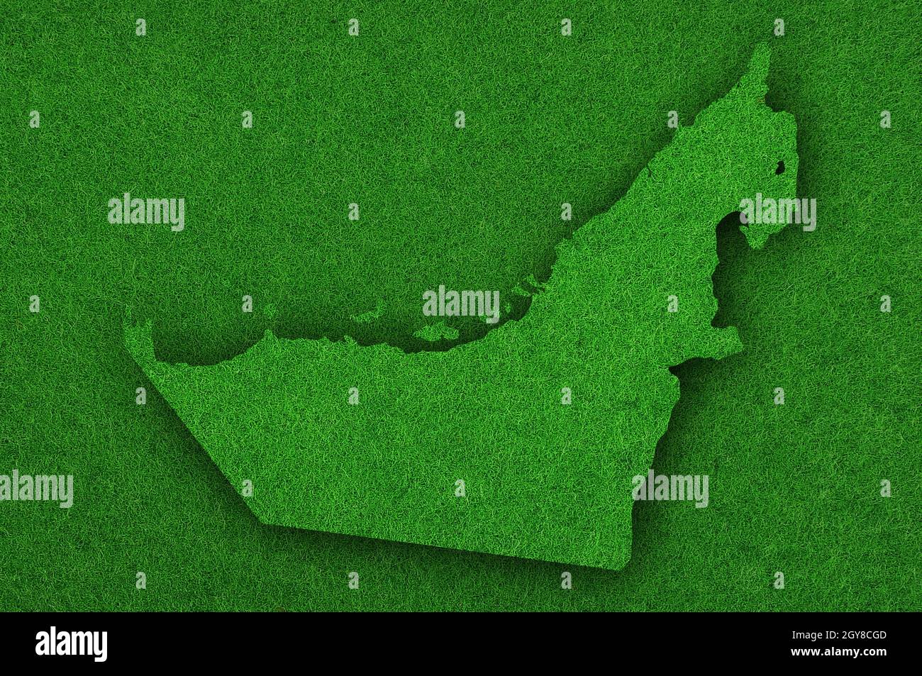 Map of United Arab Emirates on green felt Stock Photo - Alamy