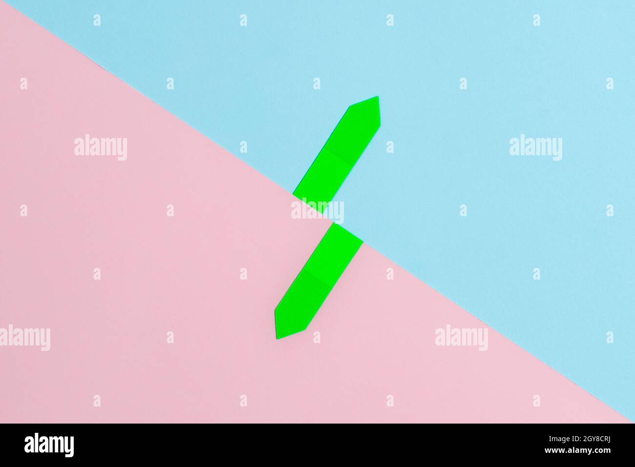 Two Objects Arranged Facing Inward Outward On a Separated Coloured ...