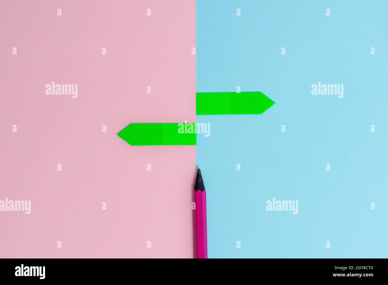 Two Objects Arranged Facing Inward Outward On a Separated Coloured ...